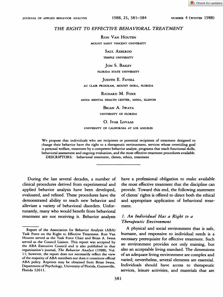 J of App Behav Analysis - Winter 1988 - Houten | PDF | Reinforcement | Behaviorism