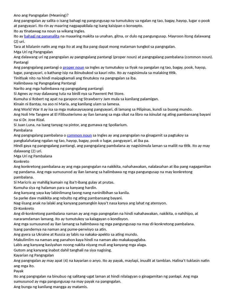 Ano Ang Pangngalan | PDF