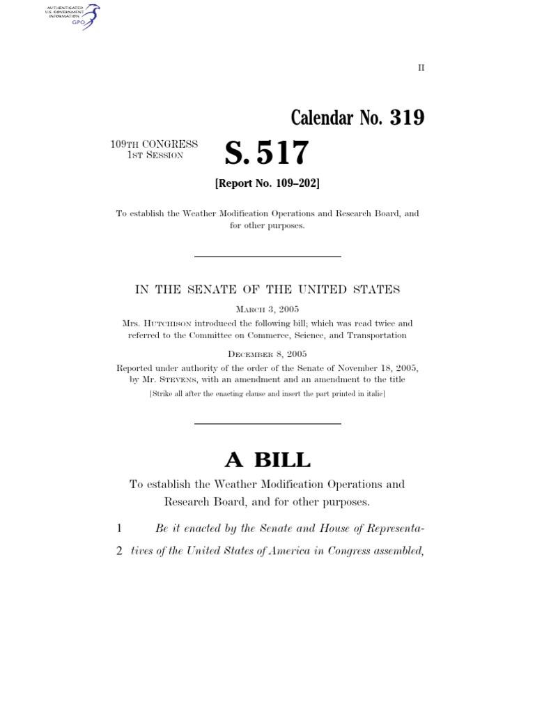 Weather Modification Research Act 2005 | PDF | Law