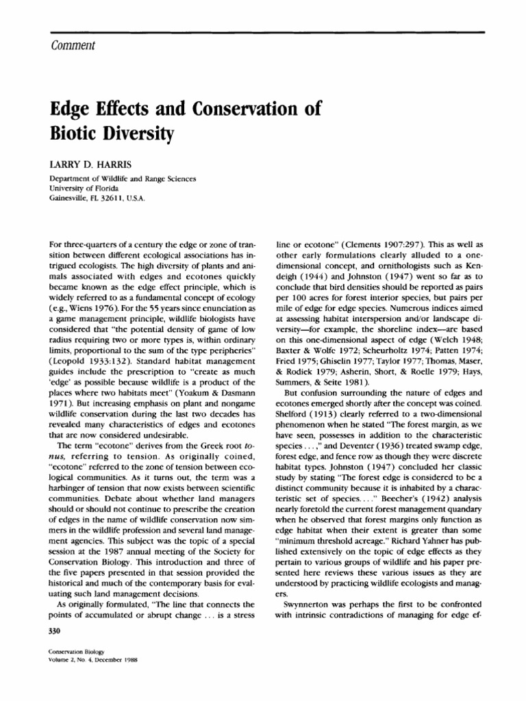 Harris_1976_Edge Effects and Conservation of Biotic Diversity | PDF ...