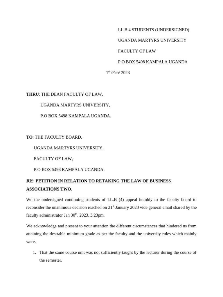 Petition for Retaking Business Law Exam | PDF