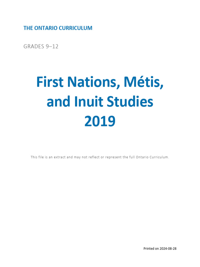 First Nations, Métis, and Inuit Studies | PDF | Reading Comprehension ...