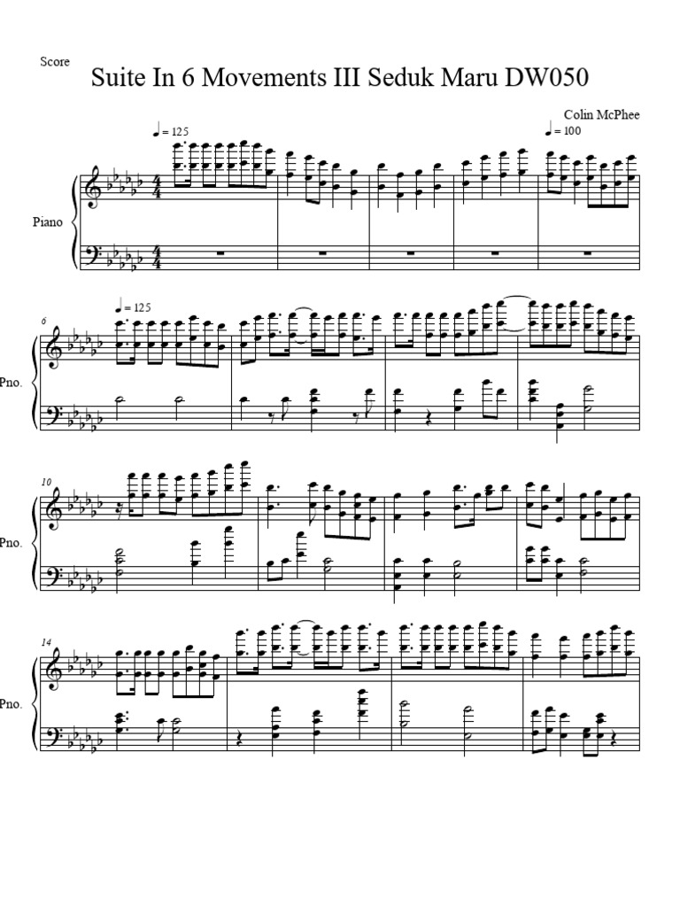 Colin McPhee Suite in 6 Movements III Seduk Maru DW050 (Piano) | PDF