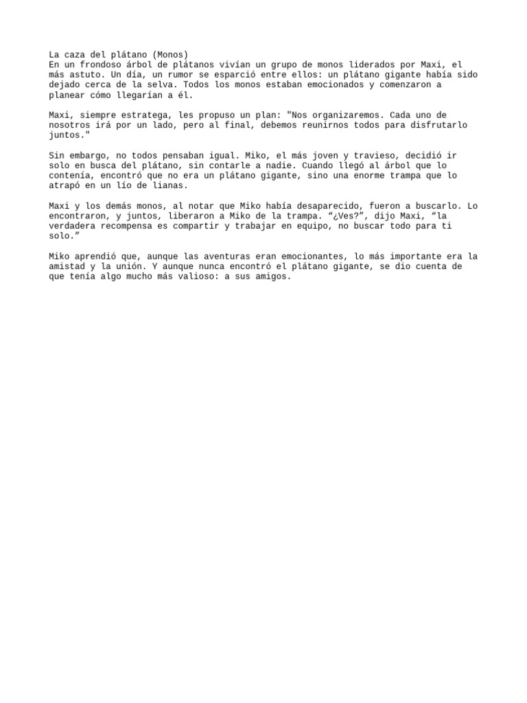 La Caza Del Plátano (Monos) | PDF