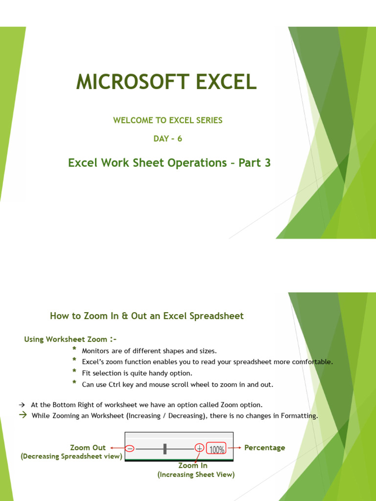 Day - 6 - Excel's Worksheet Operations Part-3 | PDF | Microsoft Excel ...