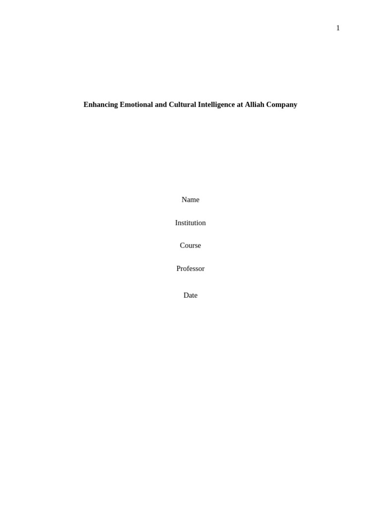 Enhancing Emotional and Cultural Intelligence at Alliah Company | PDF | Integrity | Accountability