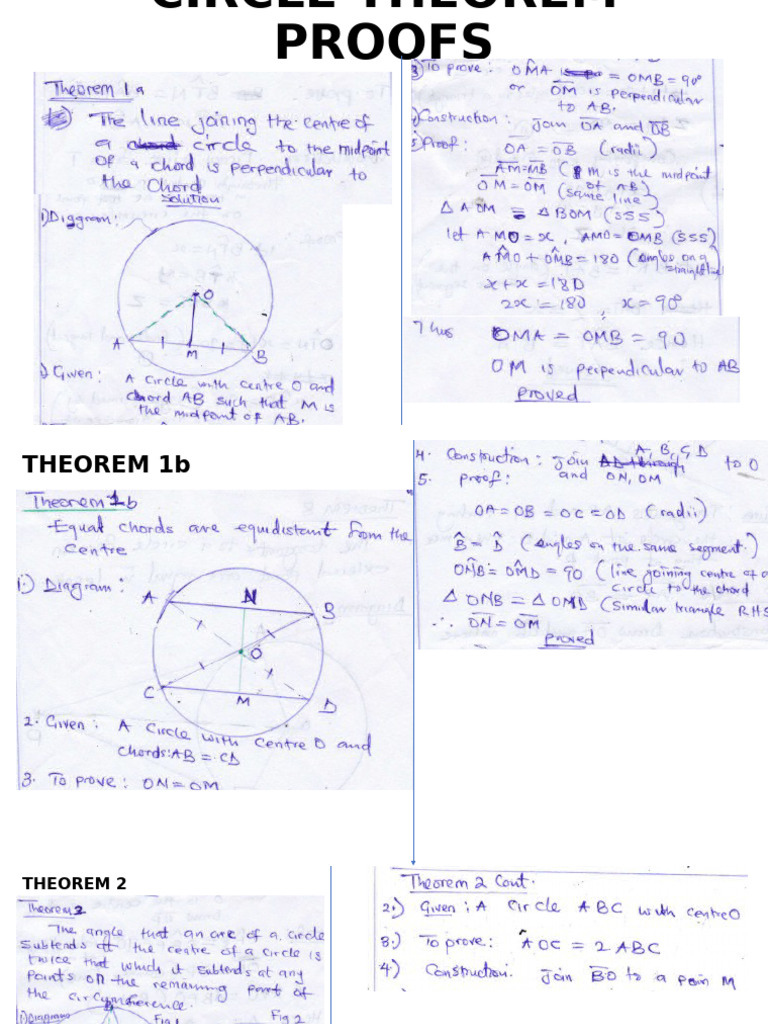 Circle Theorem Proofs Overview | PDF