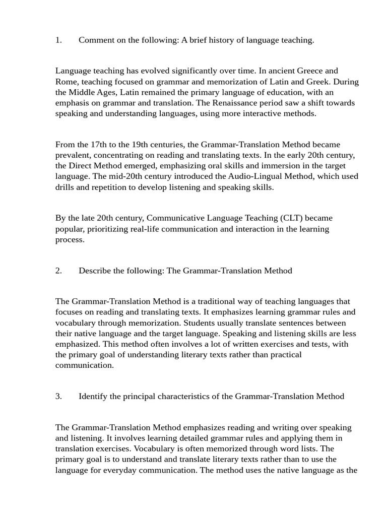 Evolution of Language Teaching Methods | PDF | Language Education | Learning