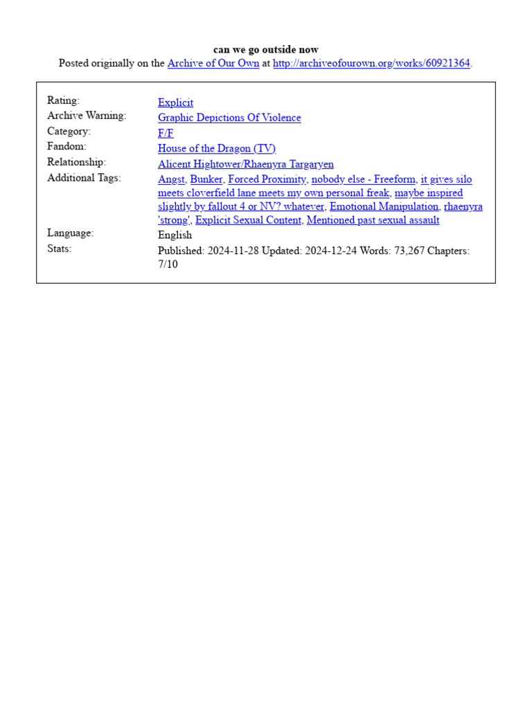 Can We Go Outside Now | PDF