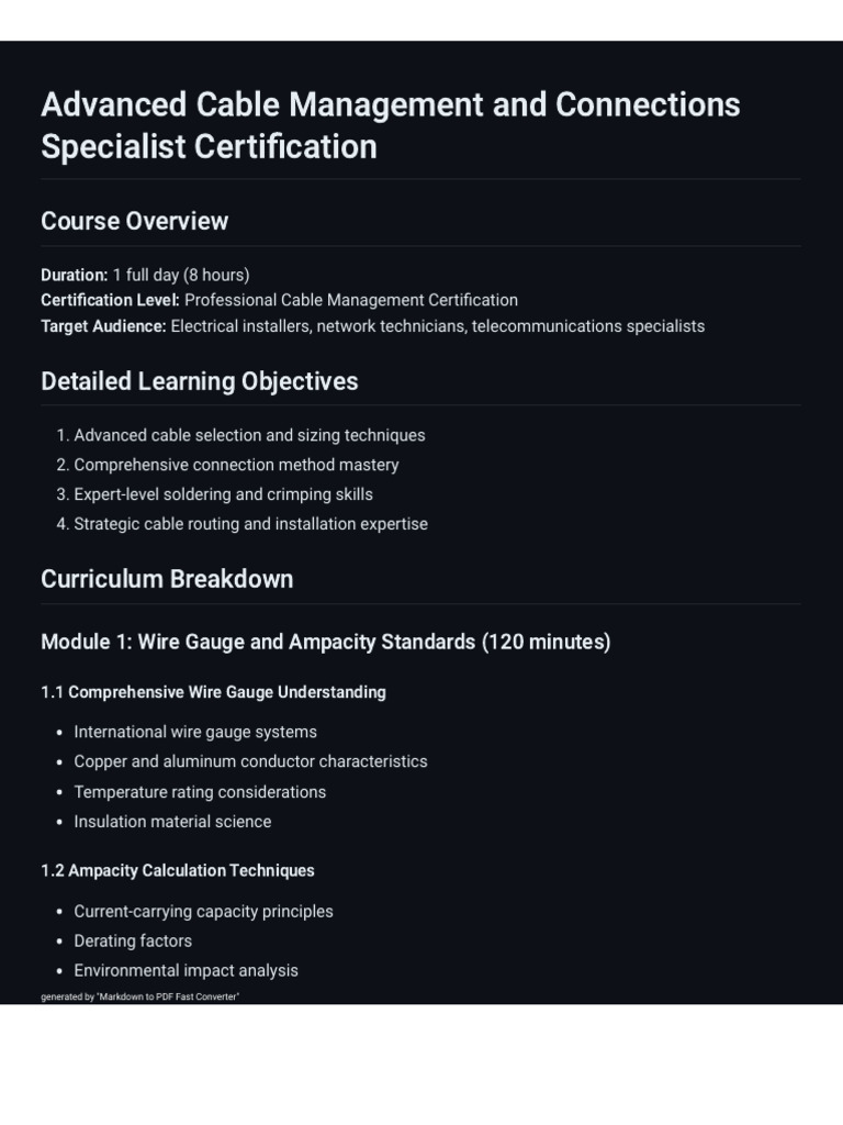 Cable Management Pro Certification | PDF | Electrical Connector | Soldering