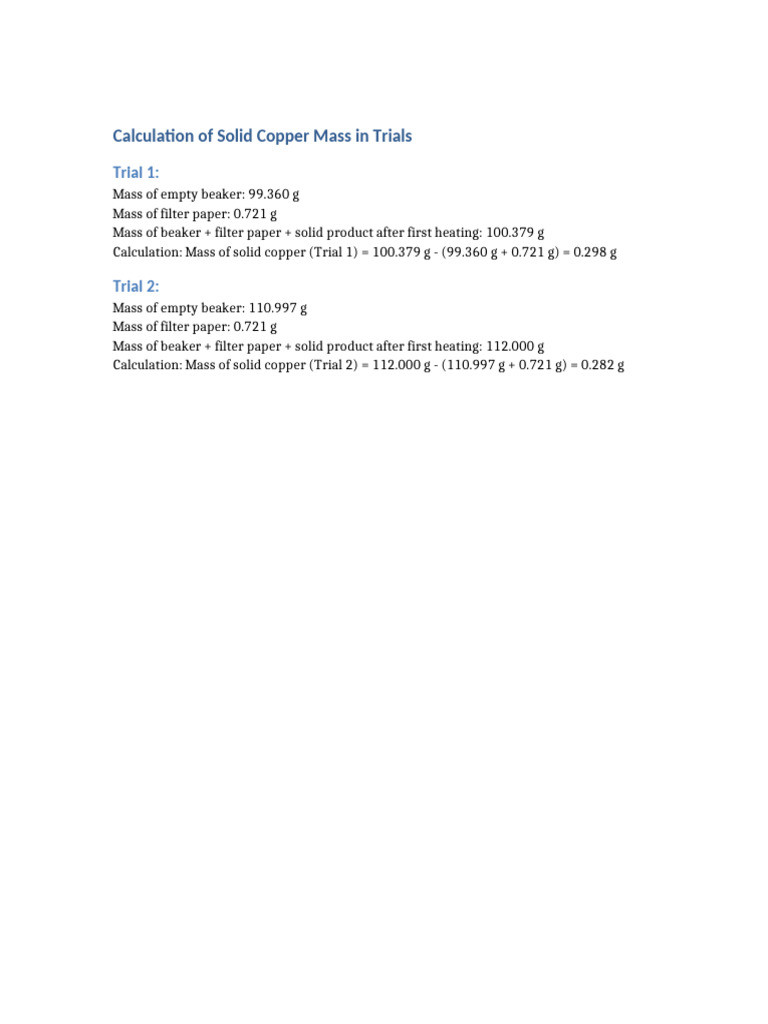 Solid Copper Mass Calculations | PDF
