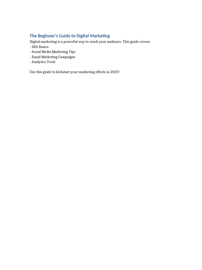 Digital Marketing Guide for Beginners | PDF