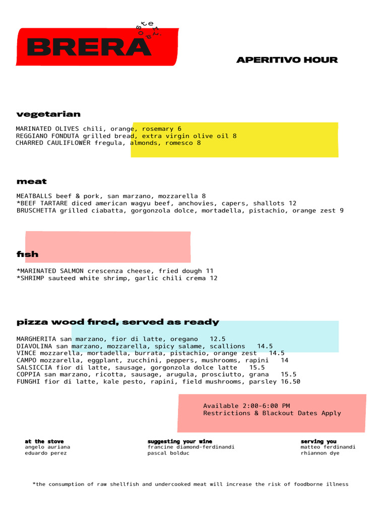 Aperitivo Hour Menu Highlights | PDF