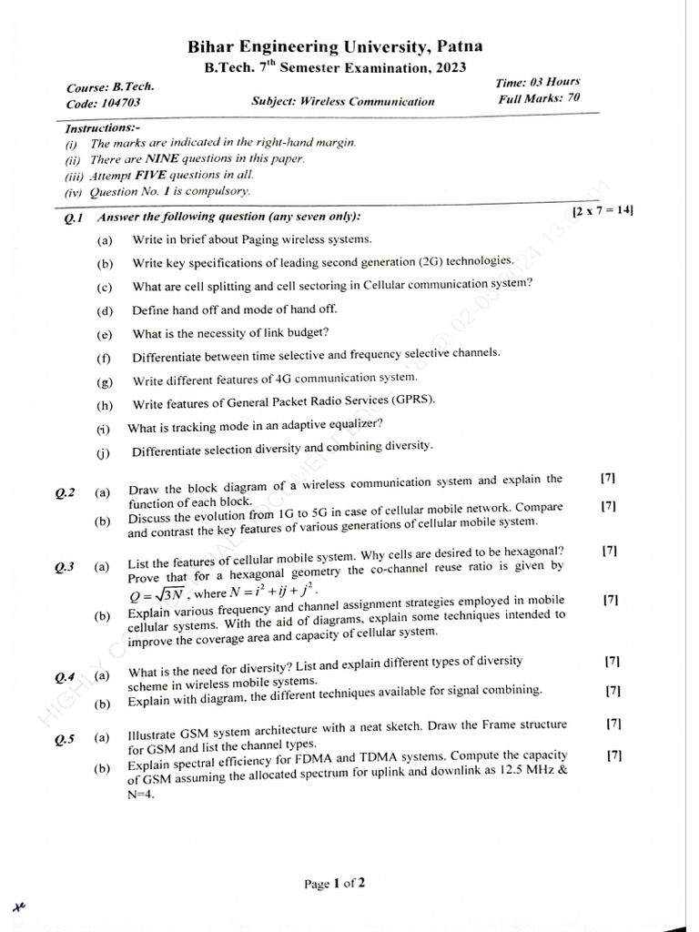 7th Sem PYQ - 2023 | PDF