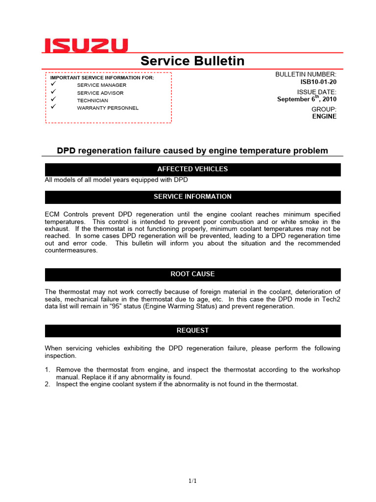 DPD Regeneration Failure Guide ISB10 | PDF