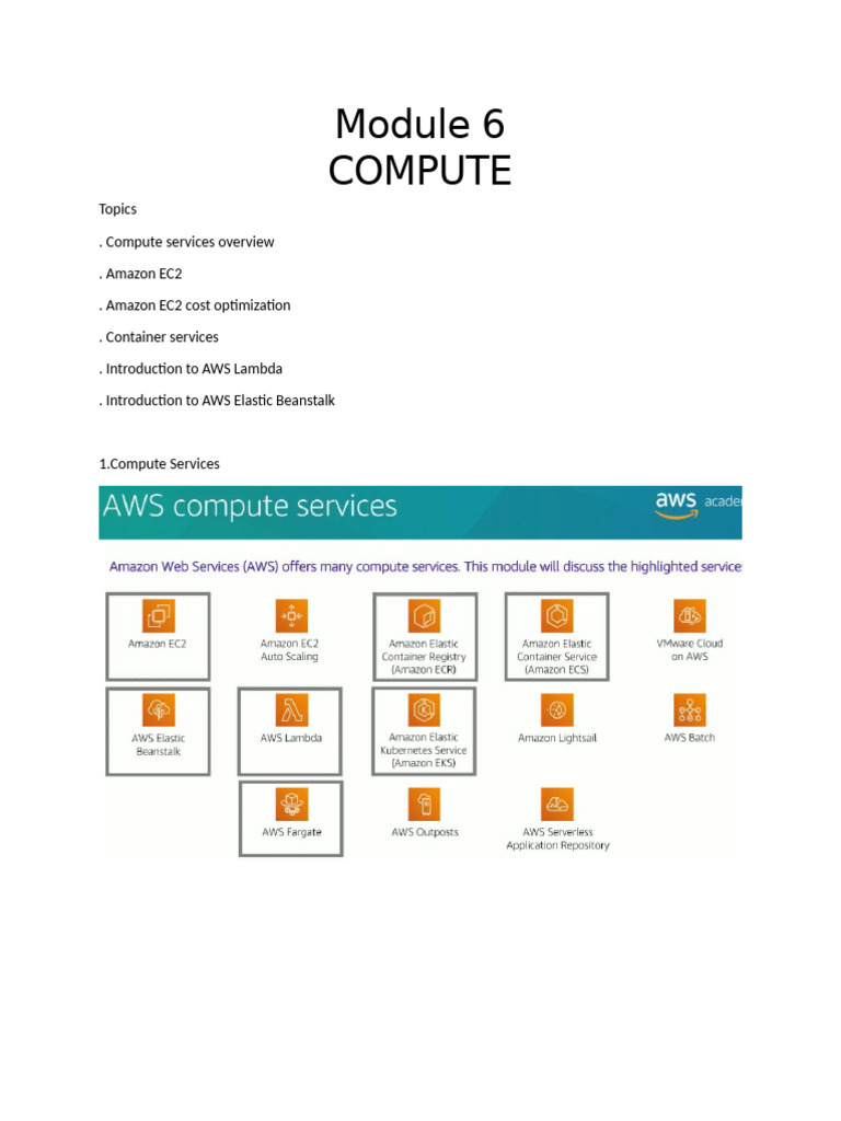AWS Compute & Container Guide | PDF | Virtual Machine | Information Technology Management