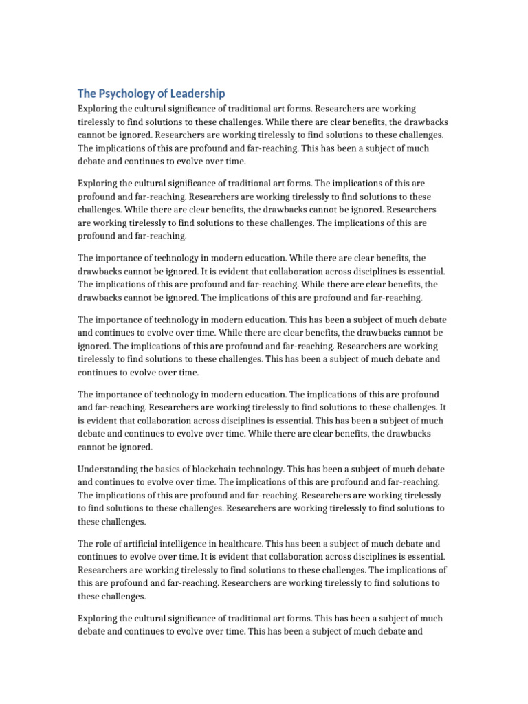 The Psychology of Leadership | PDF | Intelligence | Liberal Arts Education