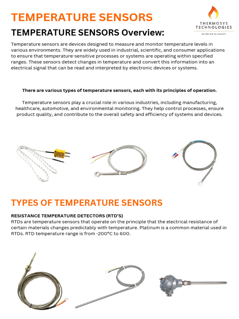 Temperature Sensors | PDF | Thermocouple | Electricity
