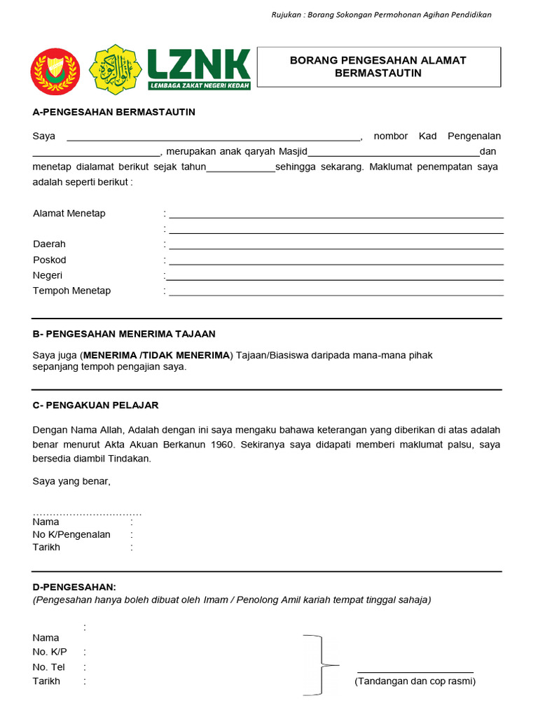 Surat Mastautin Kedah | PDF