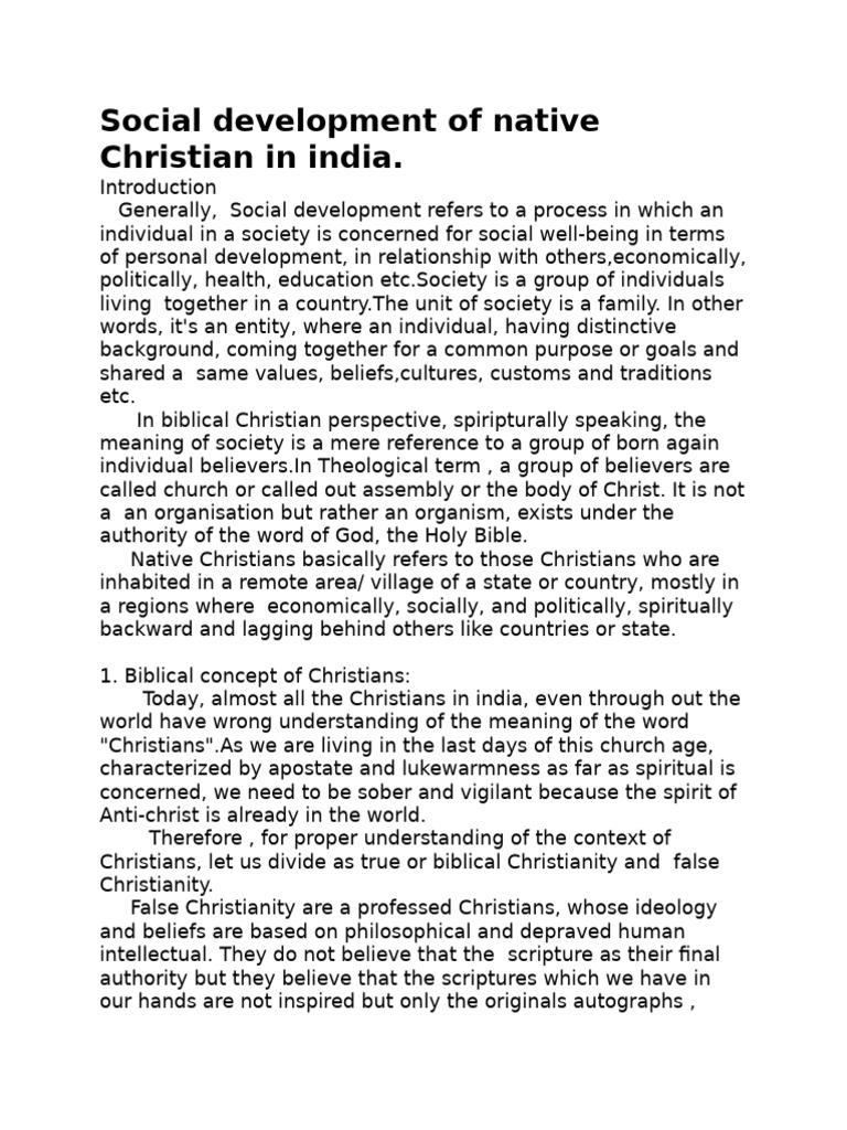 Social Development of Native Christian in India. | PDF | Christian ...