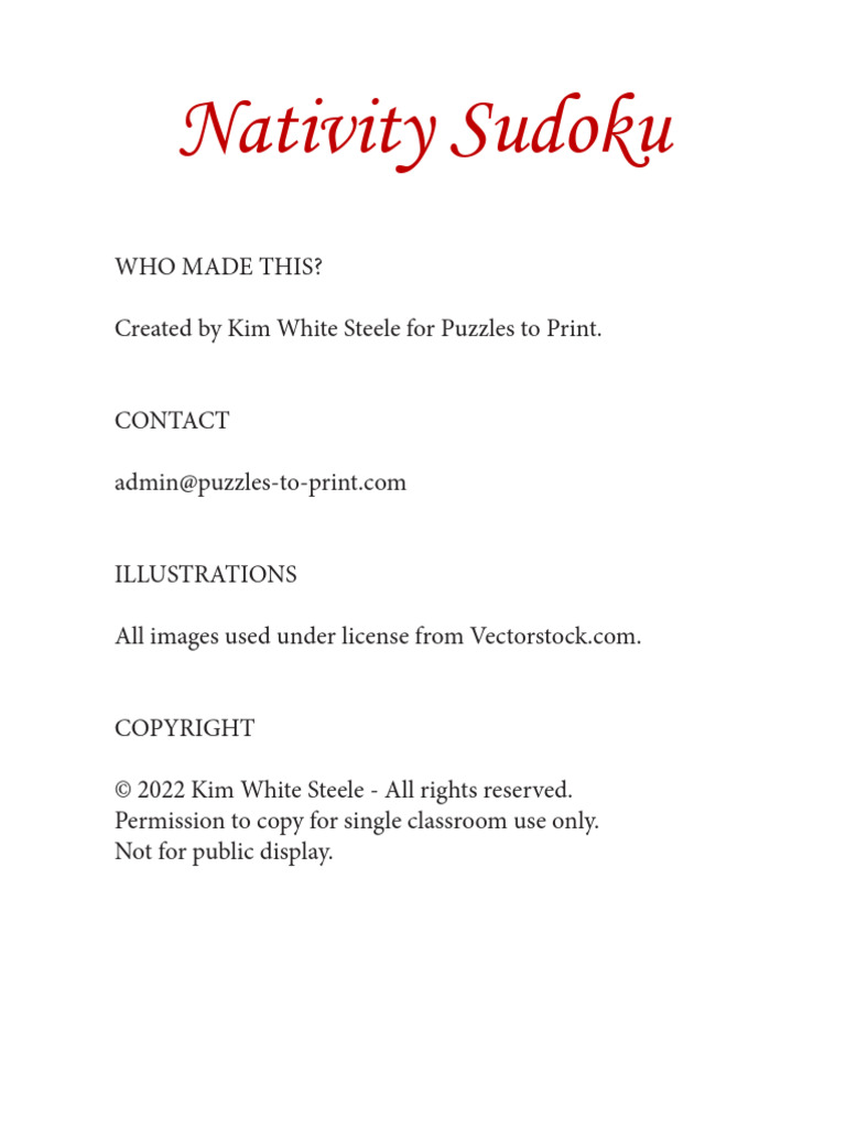 Christmas Nativity Sudoku | PDF