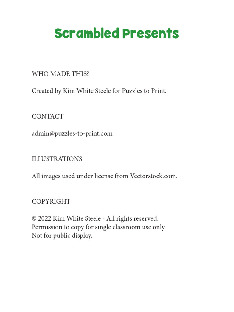 Christmas Present Word Scramble | PDF