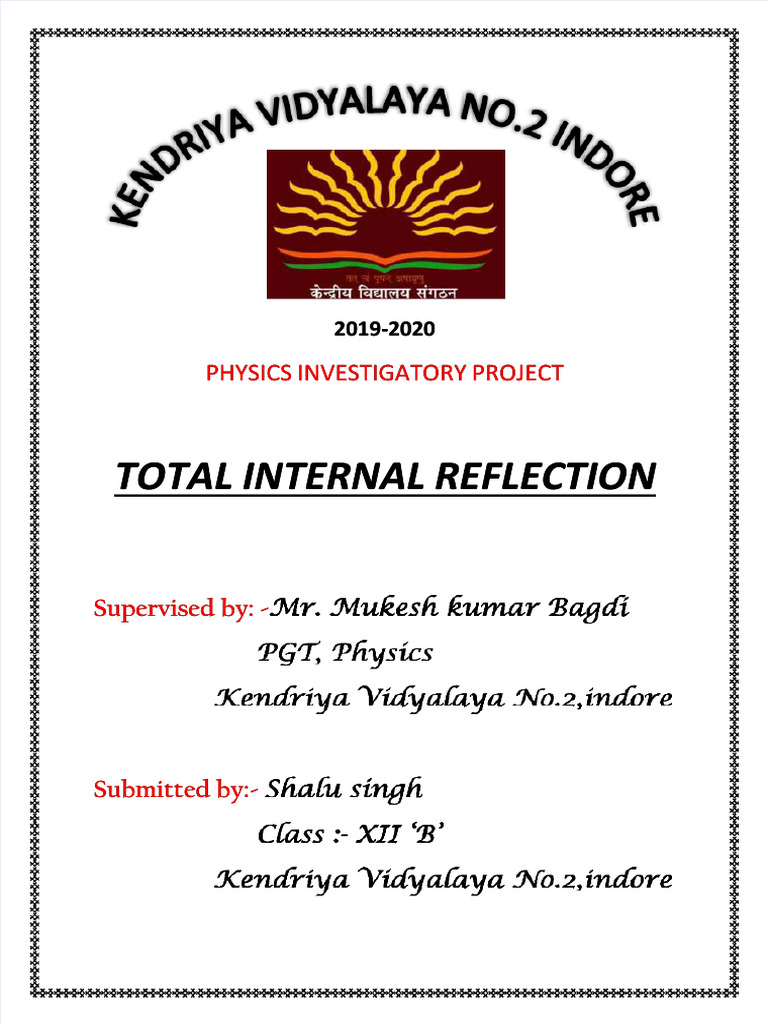PDF Tir Physics Investigatory Project - Compress | PDF | Reflection ...