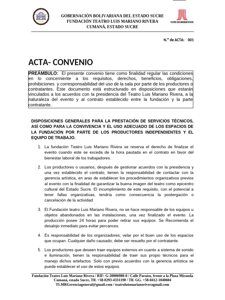 Acta de Convenio | PDF