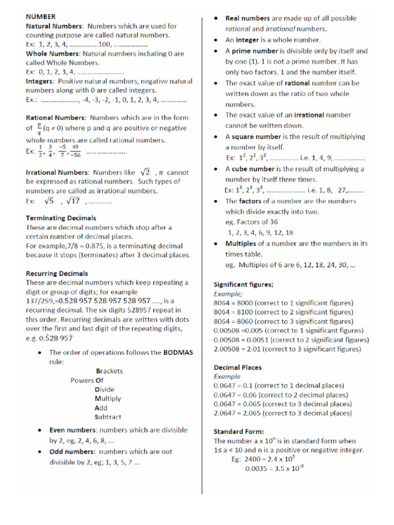 Igcse 0580 Formula Cheat Sheet Pdf