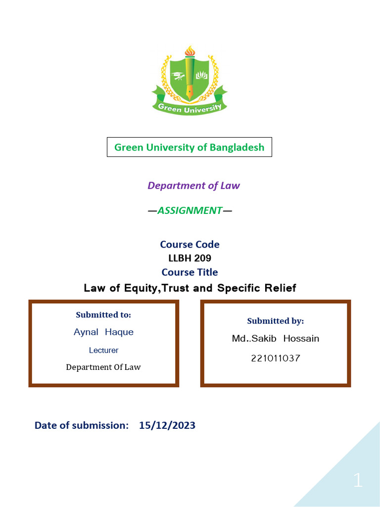 Equity Assignment | PDF | Equity (Law) | Roman Law