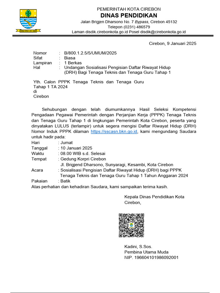 Sosialisasi Pengisian DRH PPPK Cirebon | PDF
