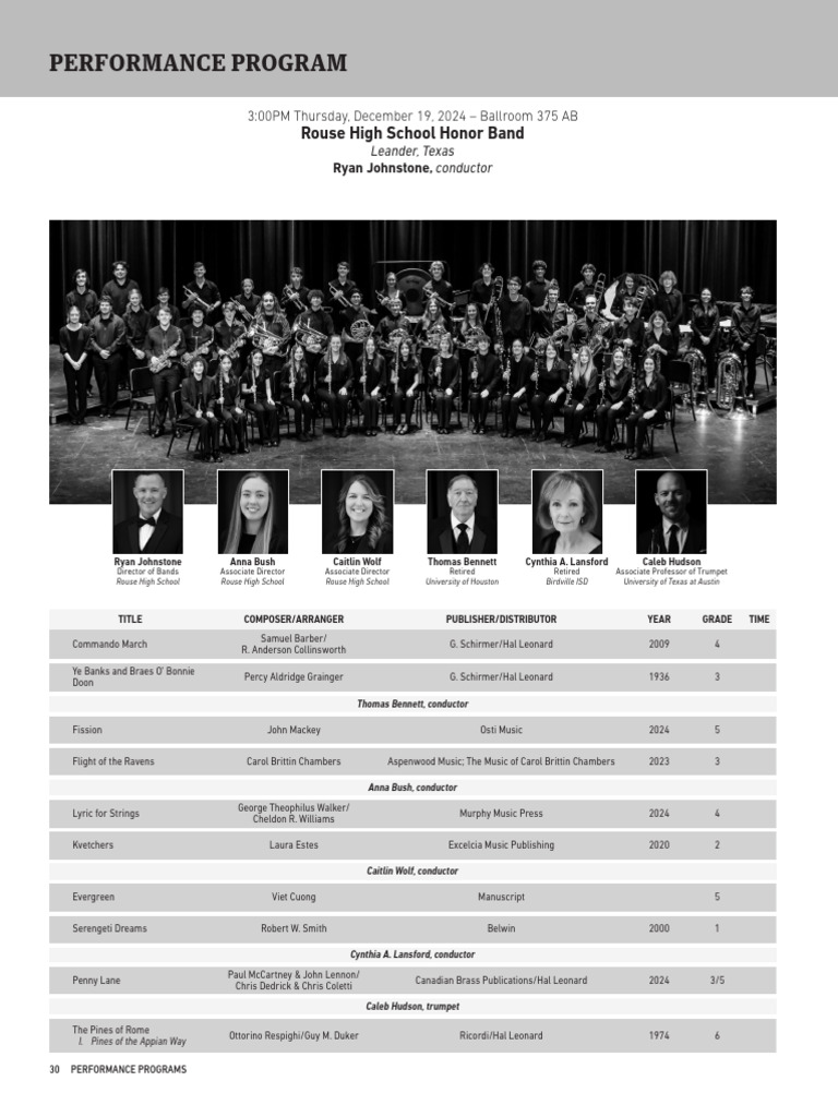 Performance Program: Rouse High School Honor Band | PDF | The Beatles