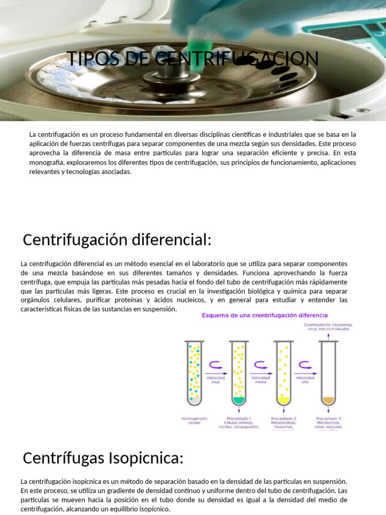 Tipos de Centrifugación y Ejemplos | PDF | Centrífugo | Suspensión ...