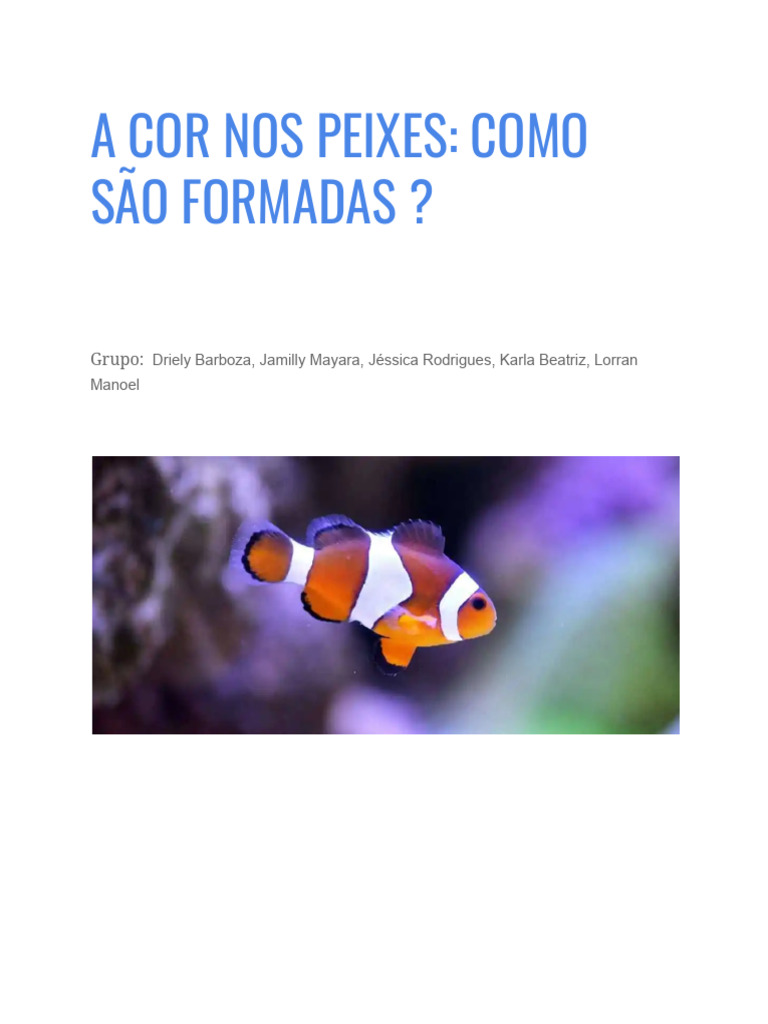 A cor nos peixes | PDF | Peixes | Camuflagem
