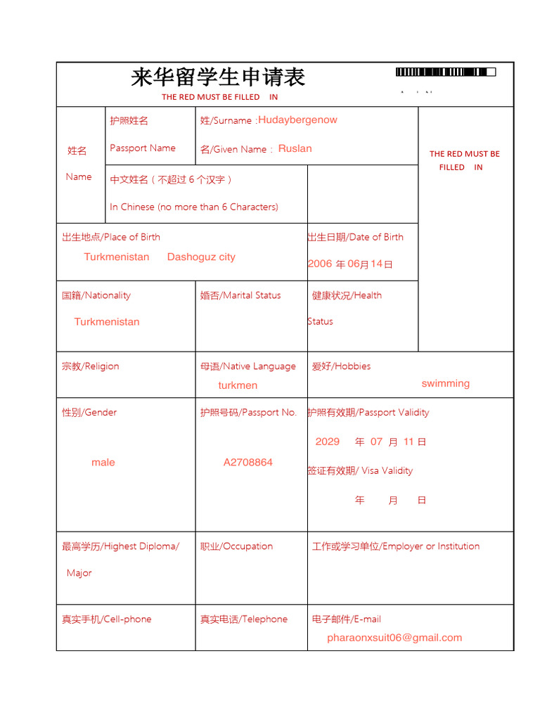 申请表anketa 1 | PDF