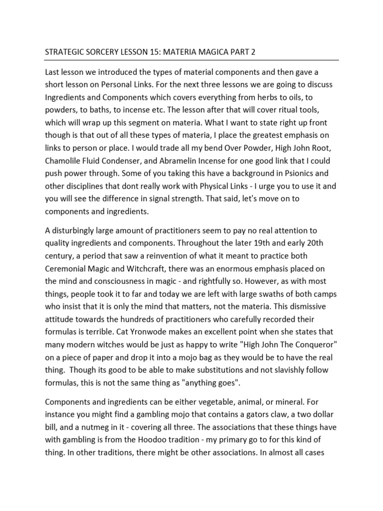 Strategic Sorcery Lesson 15 - Materia Magica Part 2 | PDF