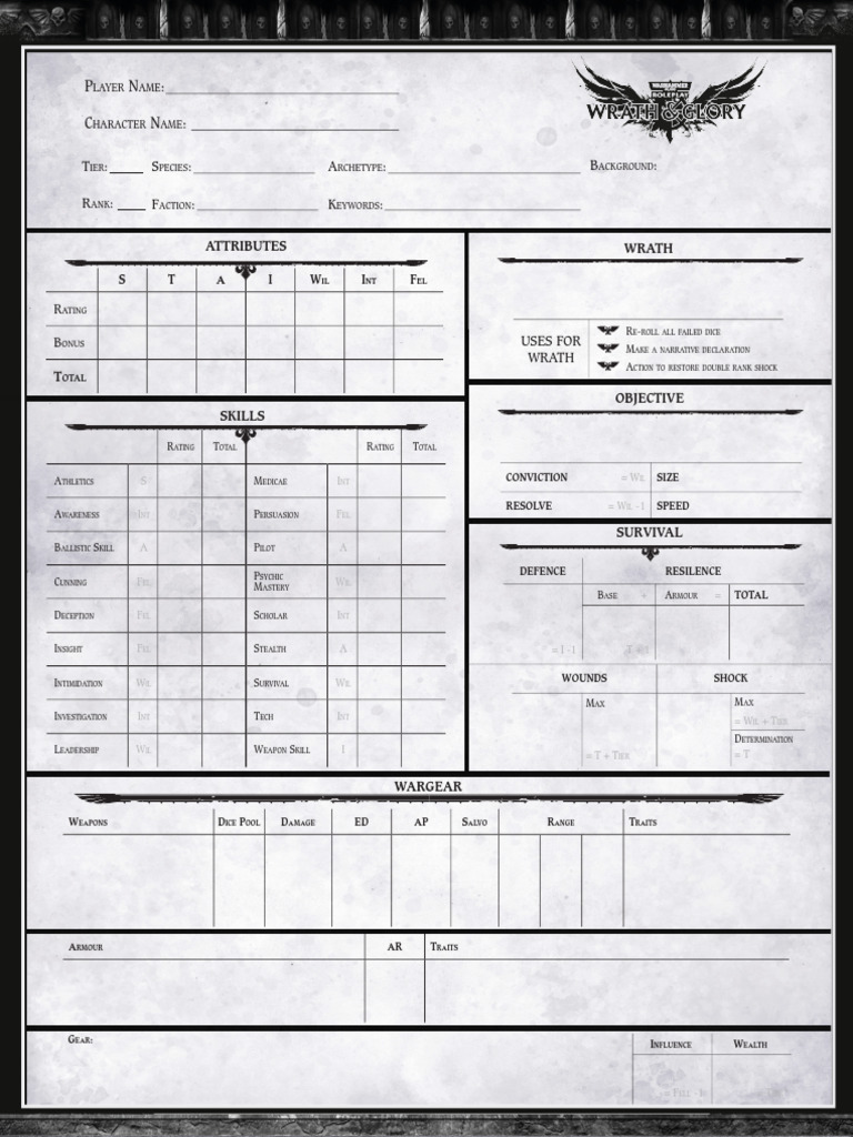 Copia WG Character Sheet - Fillable | PDF