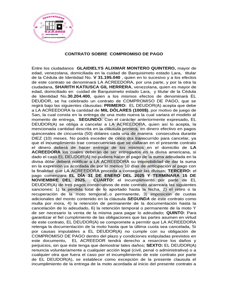 Sharith Katiusca Gil Herrera | PDF | Pagos