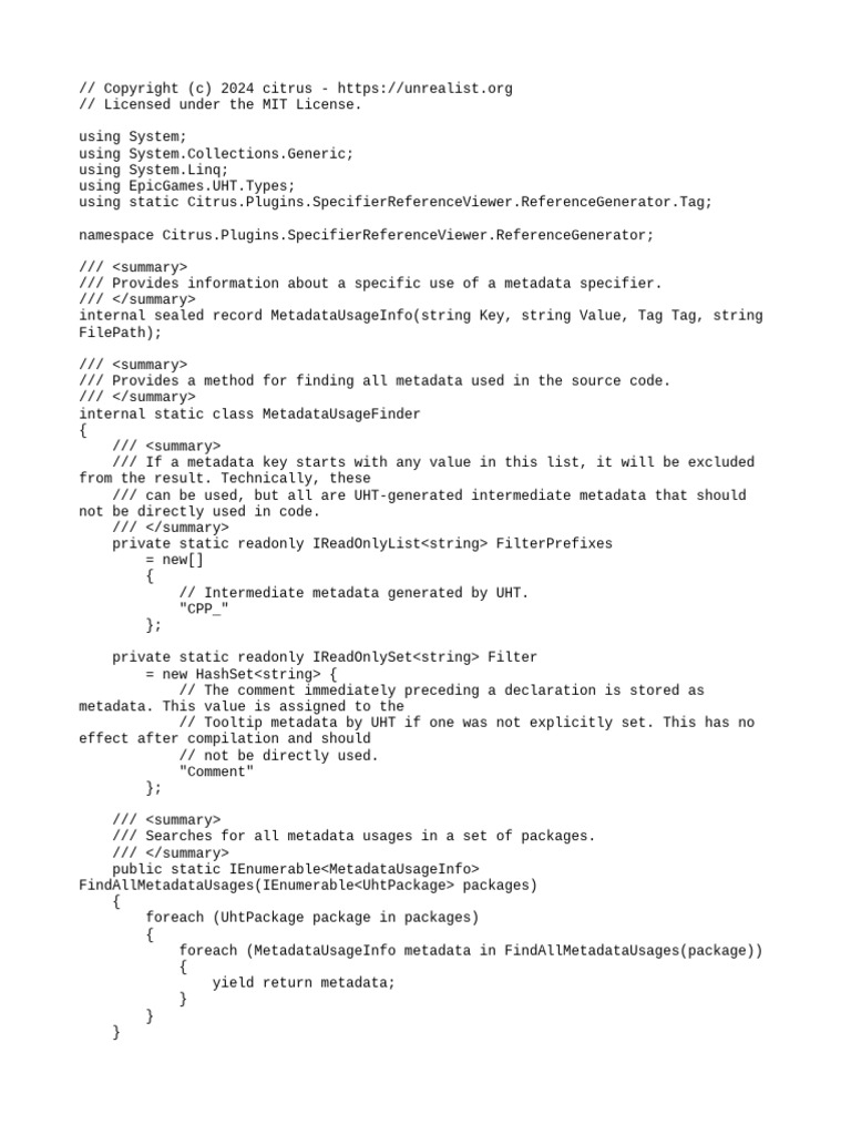 MetadataUsageFinder | PDF | Metadata | Object Oriented Programming