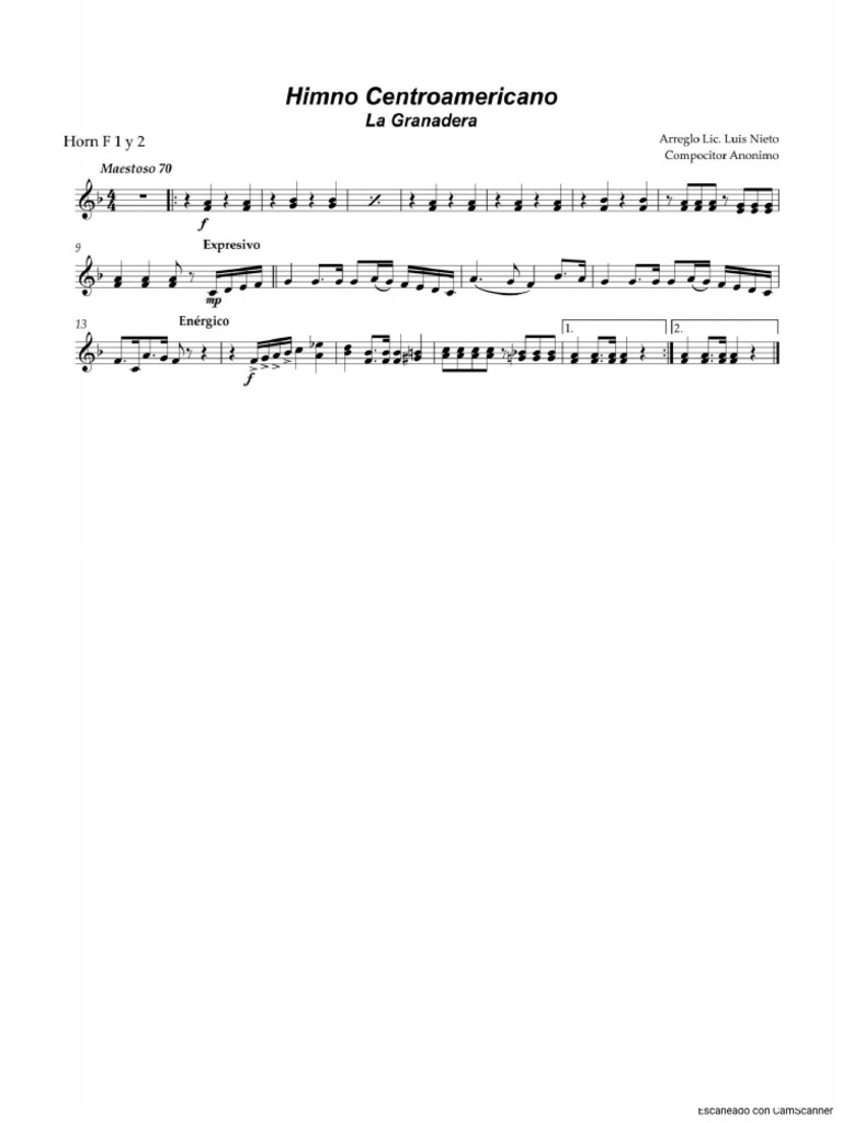 Himno Centroamericano La Granadera | PDF