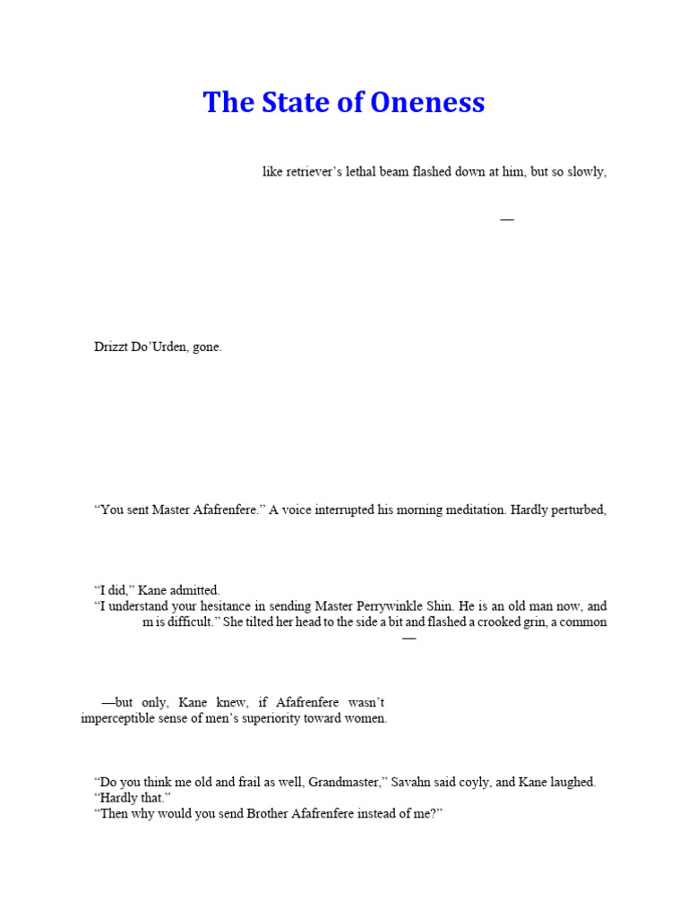 Relentless Short Story - The State of Oneness | PDF