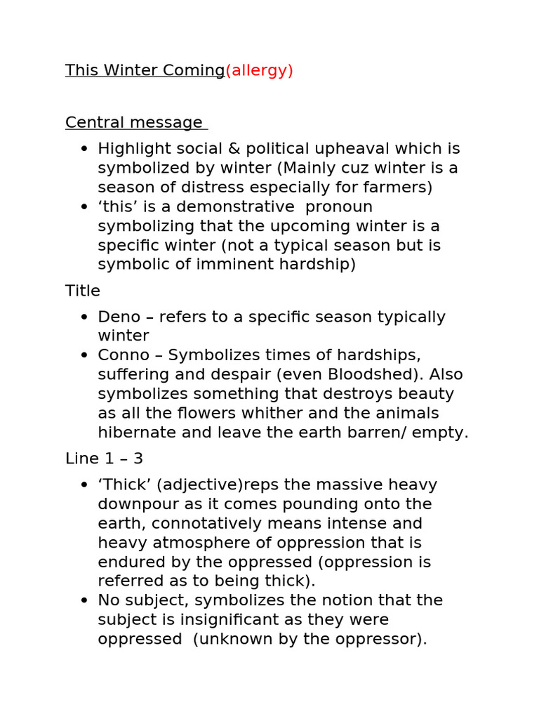 This Winter Coming | PDF