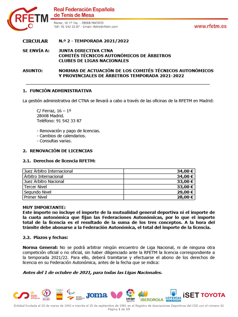 002-2122 Normas Actuacion CCTTAA | PDF | Árbitro | la Liga