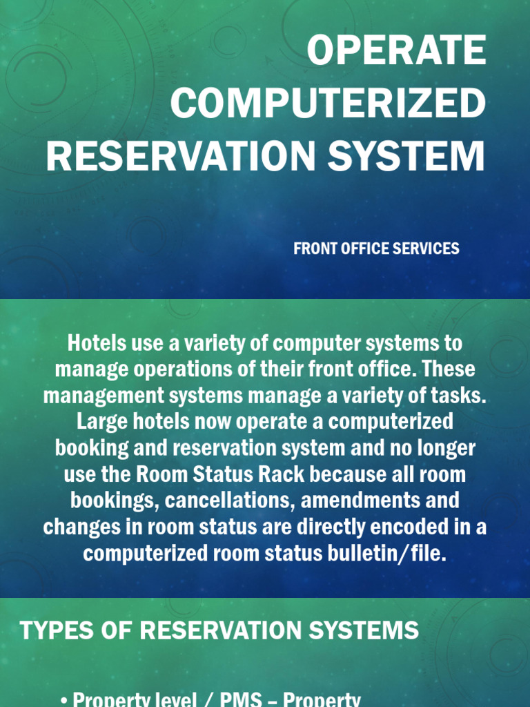 Front Office Services - Operate Computerized Operation System | PDF ...