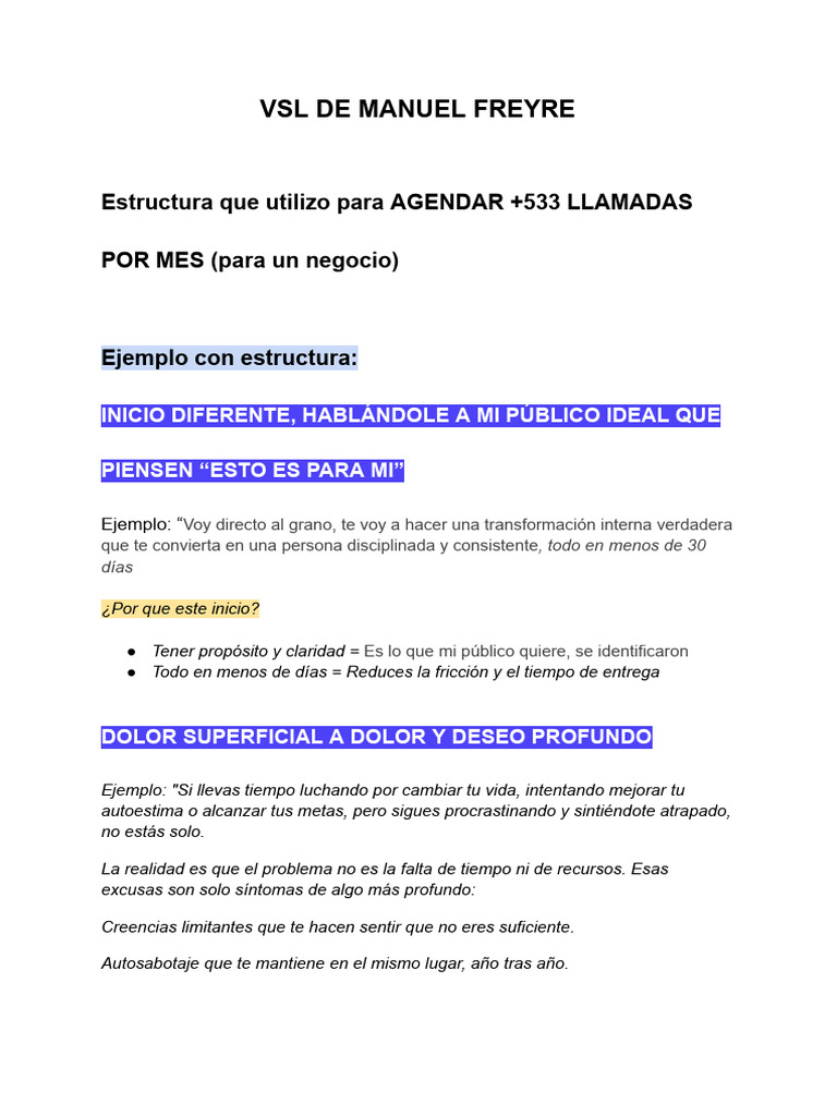 VSL de Manuel Freyre | PDF