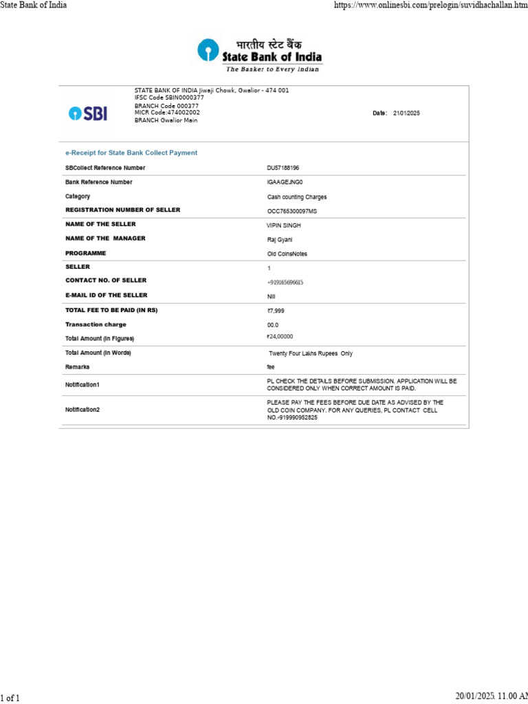 State Bank of India Gwalior | PDF | Money | Payments
