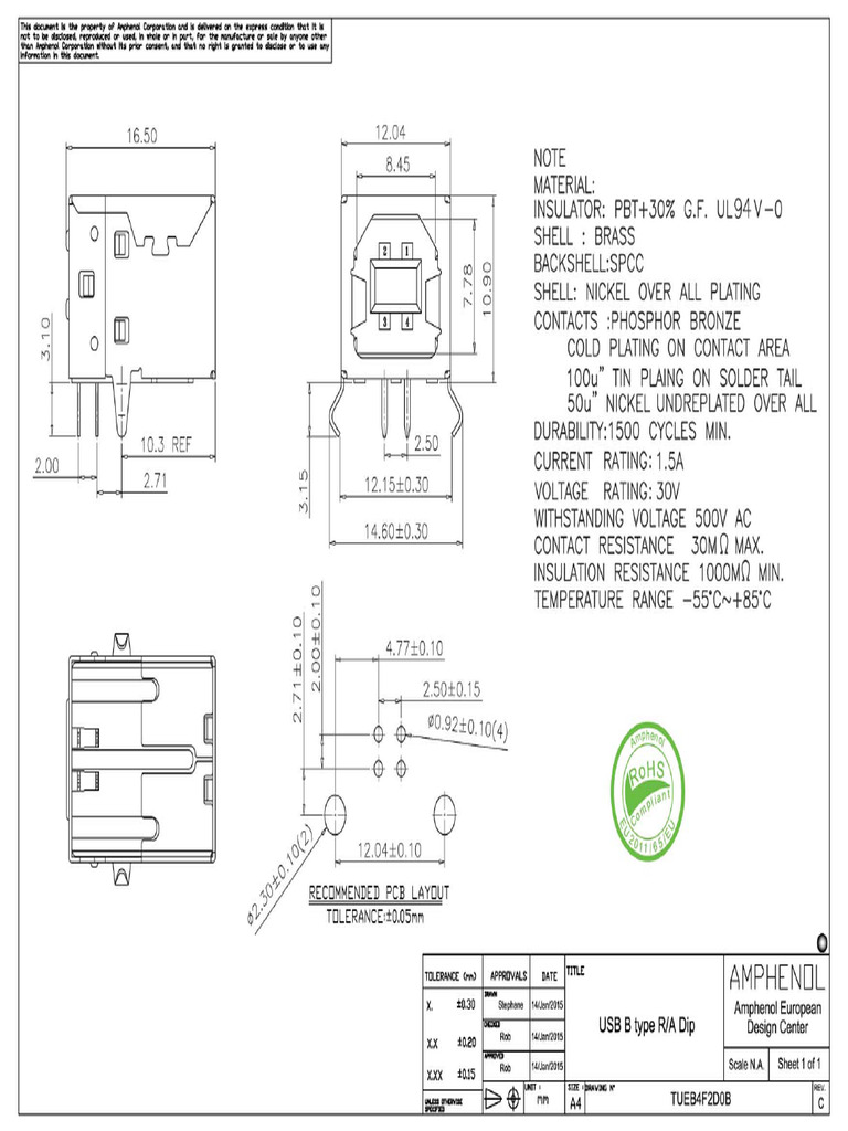 Datasheet Usb B | PDF
