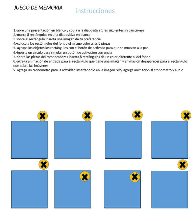 Instrucciones para Juego de Memoria | PDF
