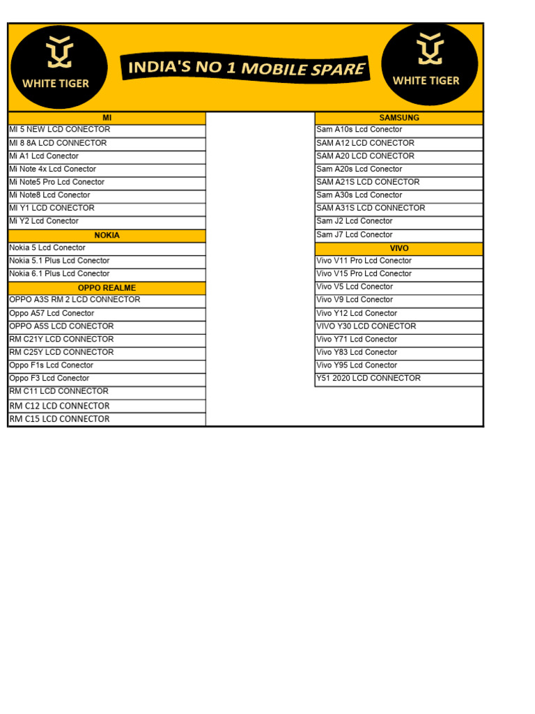 White Tiger LCD Connector 100% Og | PDF
