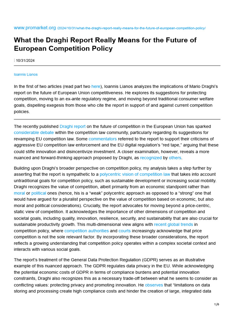 What The Draghi Report Really Means For The Future of European ...